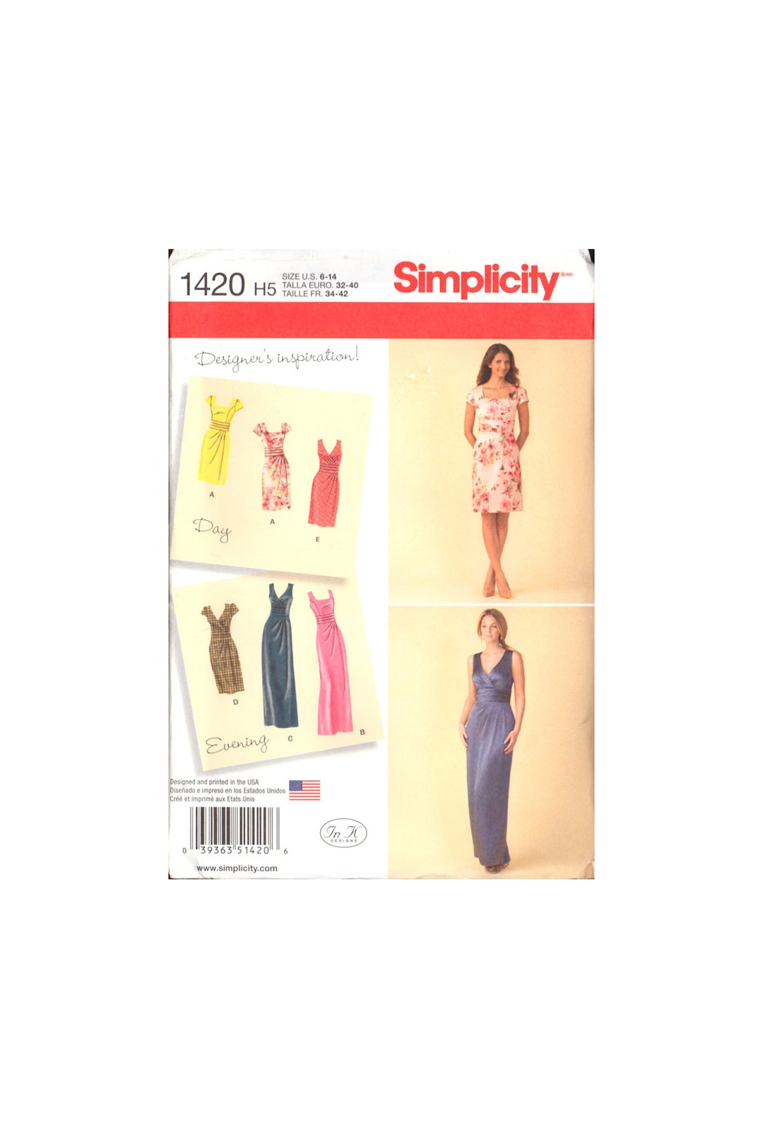 Simplicity 1420 Dress in Two Lengths, Uncut, Factory Folded, Sewing ...