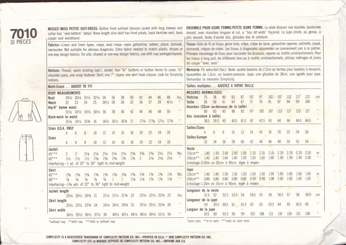 Simplicity 7010 Sewing Pattern Suit-dress 16-26 Uncut - Etsy