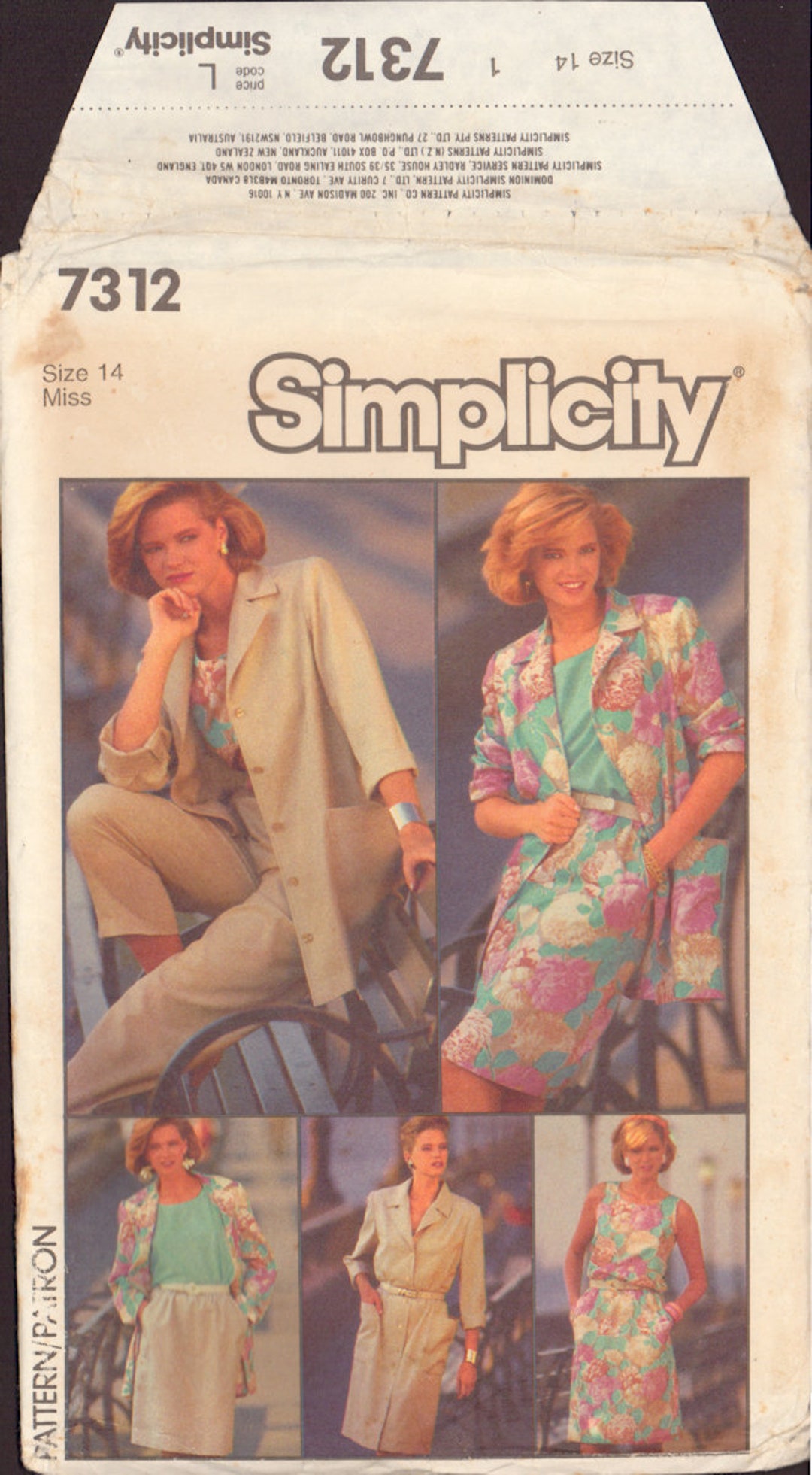 Simplicity 7312 Sewing Pattern Top Skirt Pants Jacket or - Etsy
