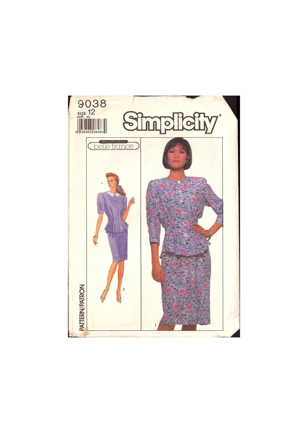 Simplicity 9038 Belle France Two Piece Peplum Dress With Sleeve Length ...