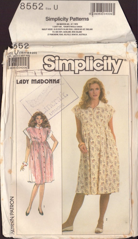 Simplicity 8552 Sewing Pattern Maternity Dress Size - Etsy