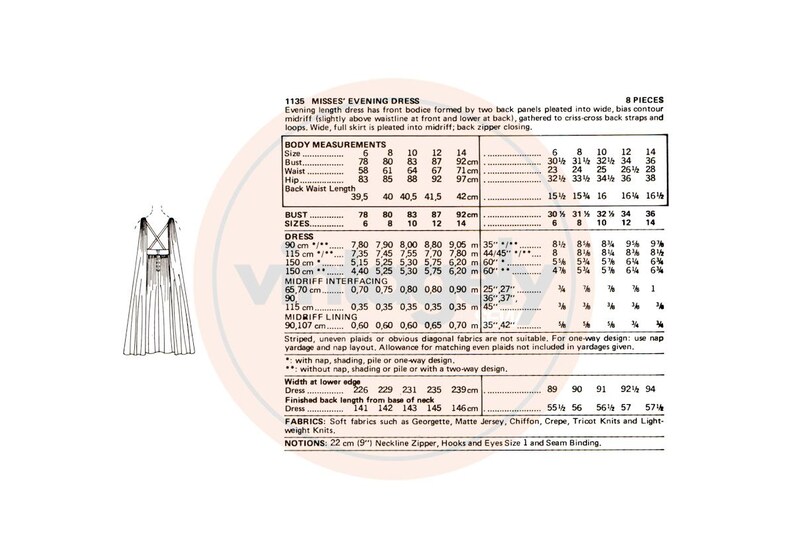 PDF INSTANT DOWNLOAD: 70s Goddess Evening Dress, Bust 32.5 (83 Cm ...