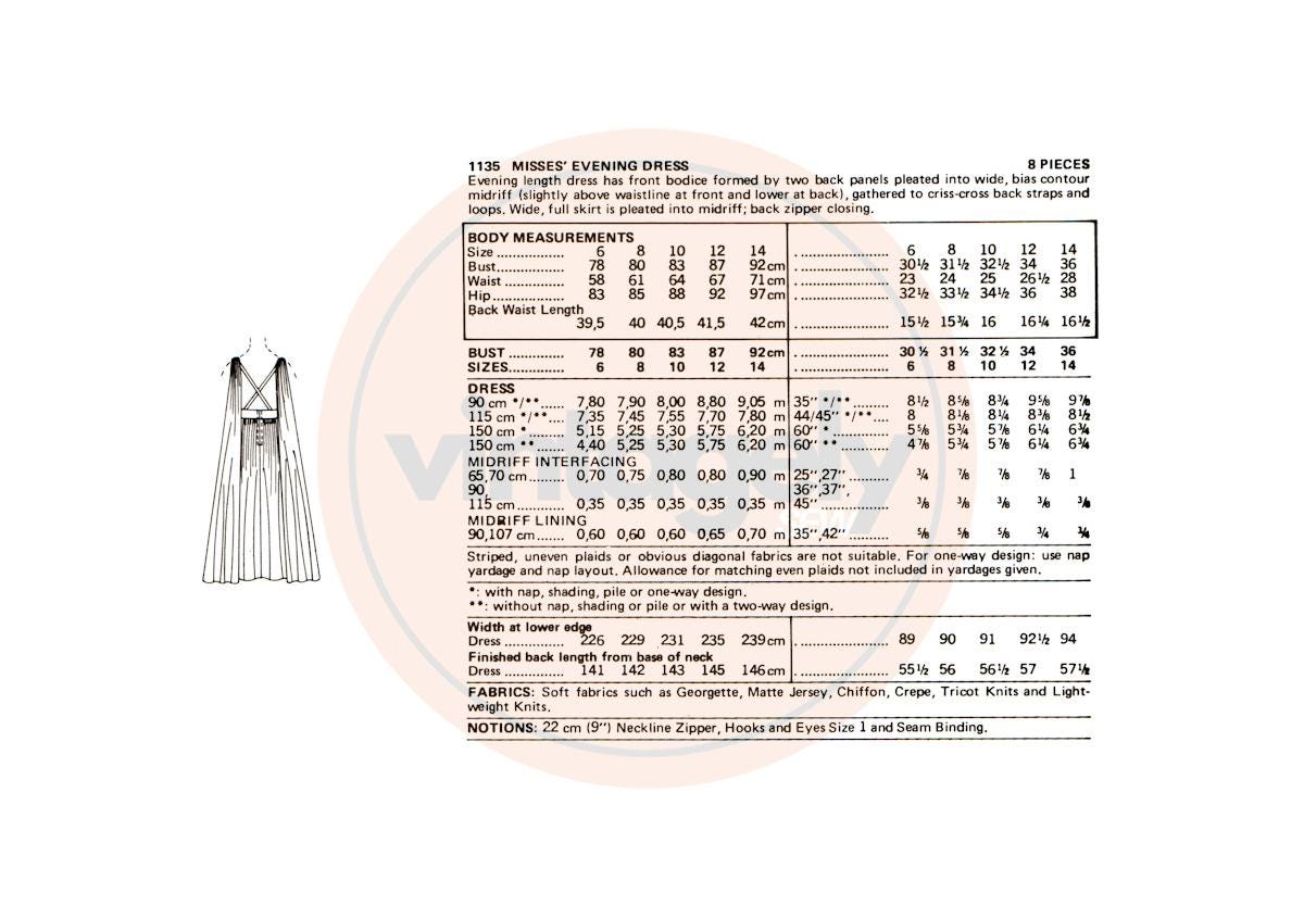 PDF INSTANT DOWNLOAD: 70s Goddess Evening Dress, Bust 32.5 (83 Cm ...