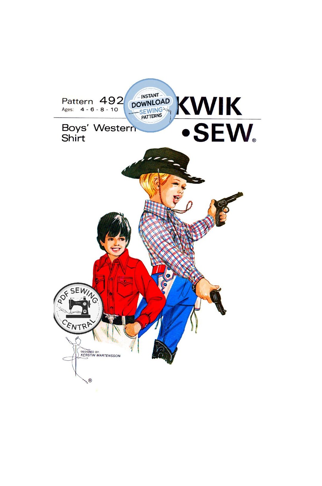PDF INSTANT DOWNLOAD: 70s Boy's Western Shirt With Shaped Front & Back ...