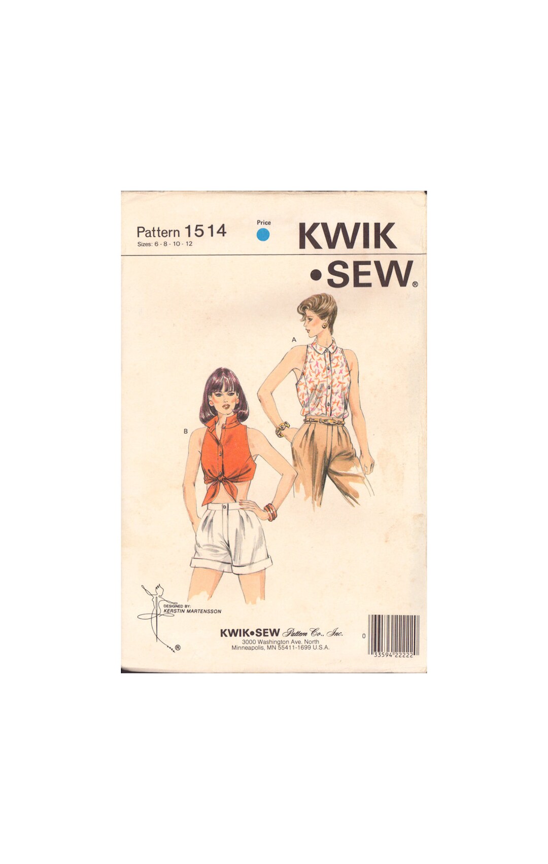 Kwik Sew 1514 Sewing Pattern, Blouses, Size 6-12, Cut, Complete - Etsy