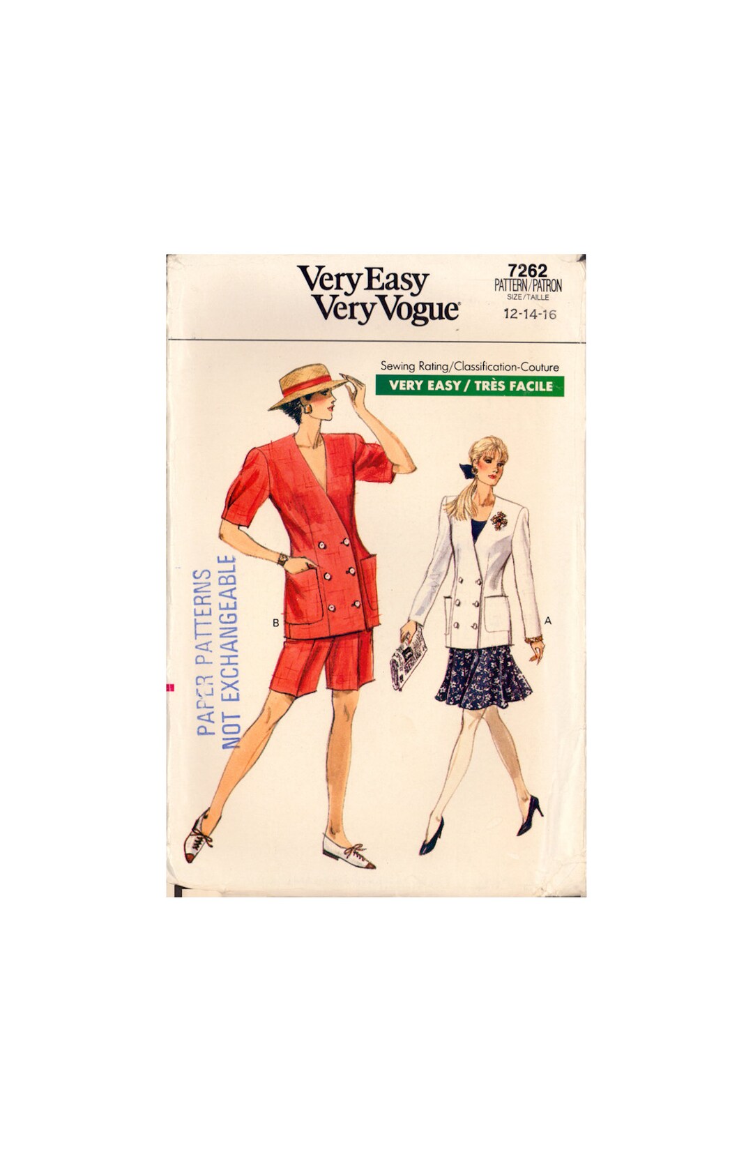 Vogue 7262 Sewing Pattern, Misses' Petite Jacket, Skirt and Shorts ...