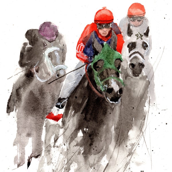 Horse Racing Paintings - Etsy