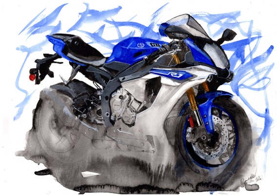 Painting of a Yamaha R1 Motorcycle Limited Print - Etsy UK