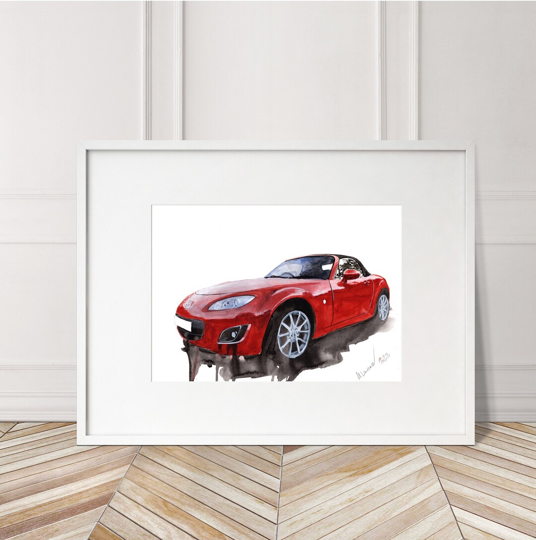 Mazda Miata Mx5 Print. Mx5 Poster. Gifts for Him. Hand Painted Art ...