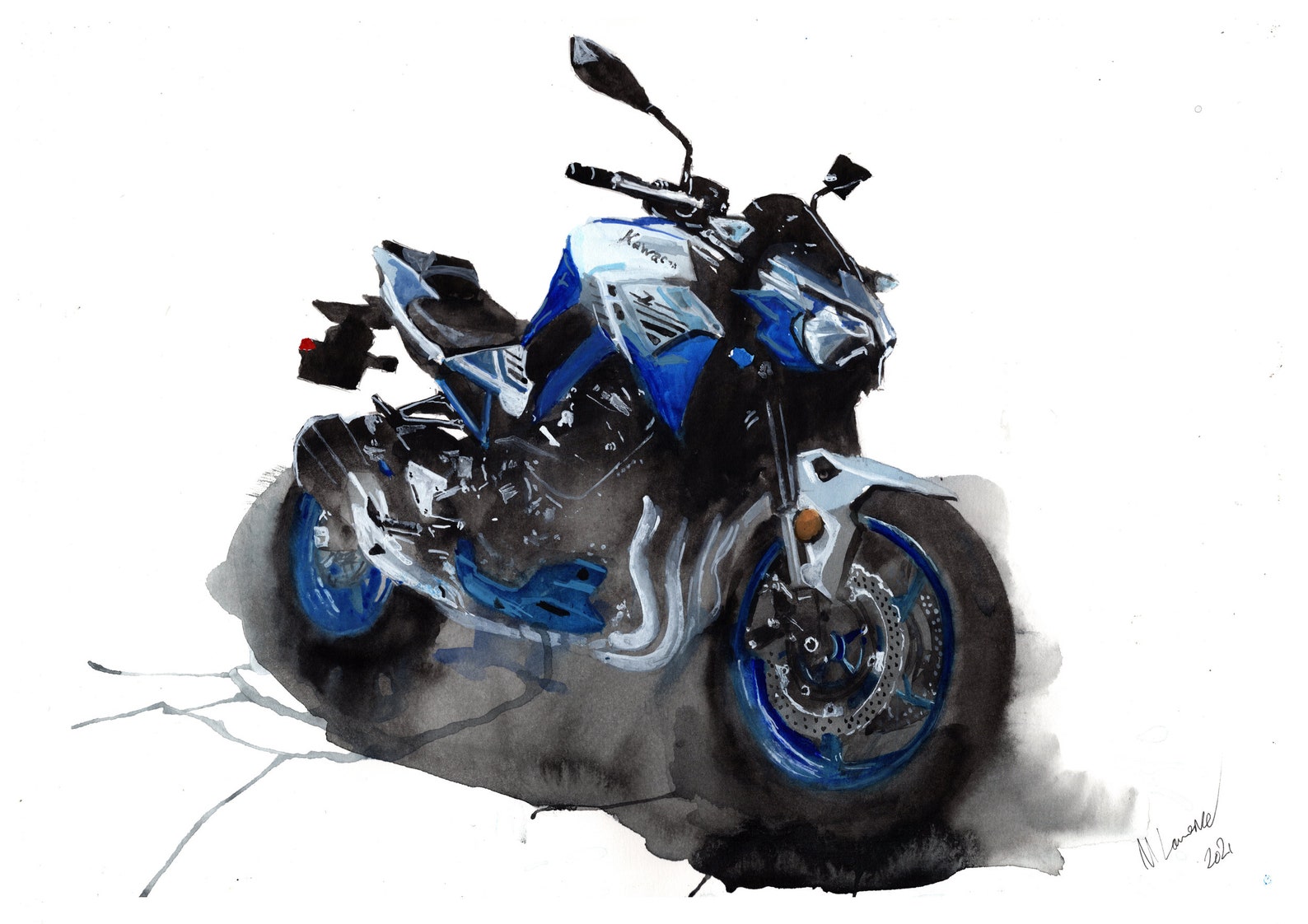 Painting of a Kawasaki Z900 Limited Print Motorcycle - Etsy
