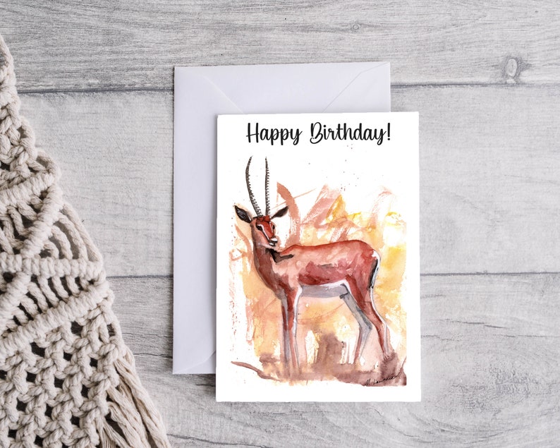 Gazelle Birthday Card, Printable Digital Download - Etsy