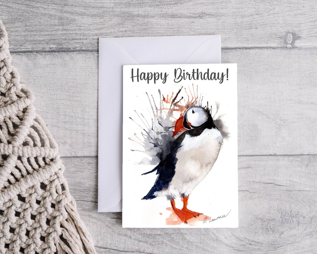 Puffin Birthday Card, Printable Digital Download - Etsy UK