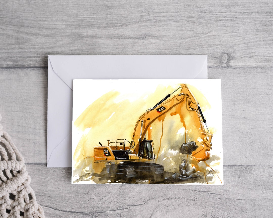 Excavator Backhoe Greetings Card, Printable Digital Download - Etsy