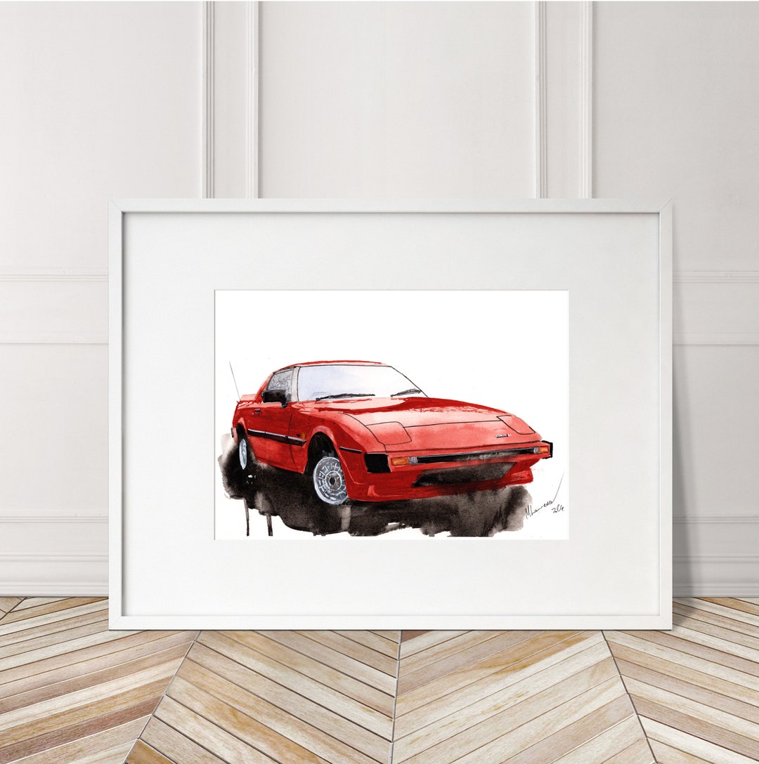 Mazda Rx7 Print. Mazda Rx7 Poster. Gifts for Him. Hand Painted Art ...