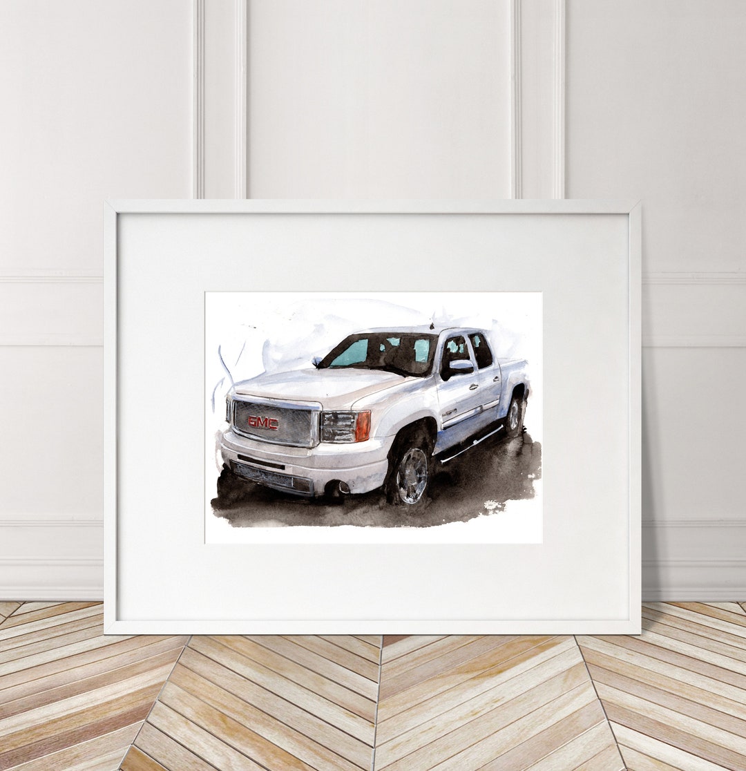 GMC Sierra Print. Sierra Poster. Gifts for Him. Hand Painted Art. Xmas ...