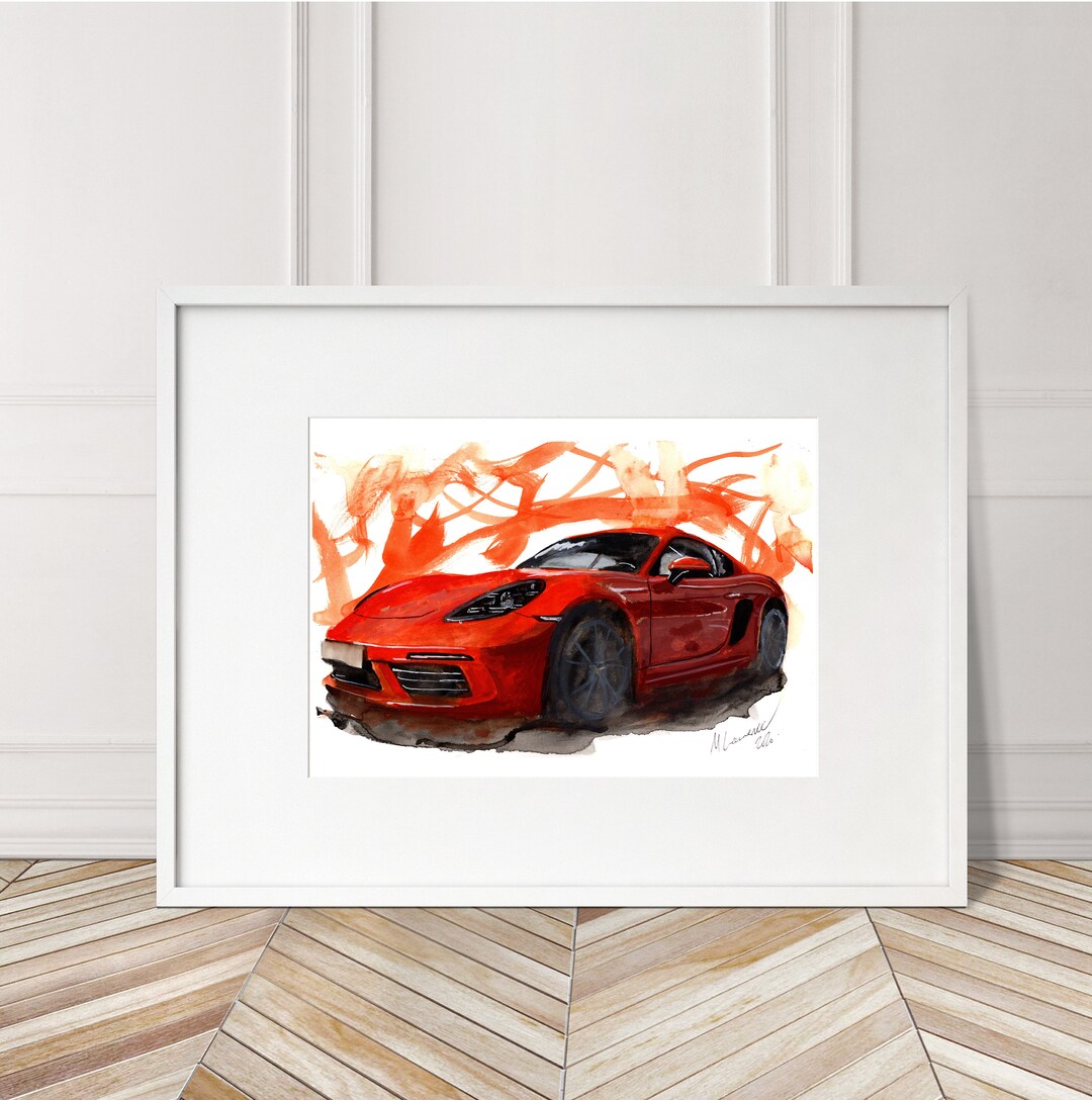 Porsche Cayman Painting. Cayman Poster. Gifts for Him. Hand Painted Art ...