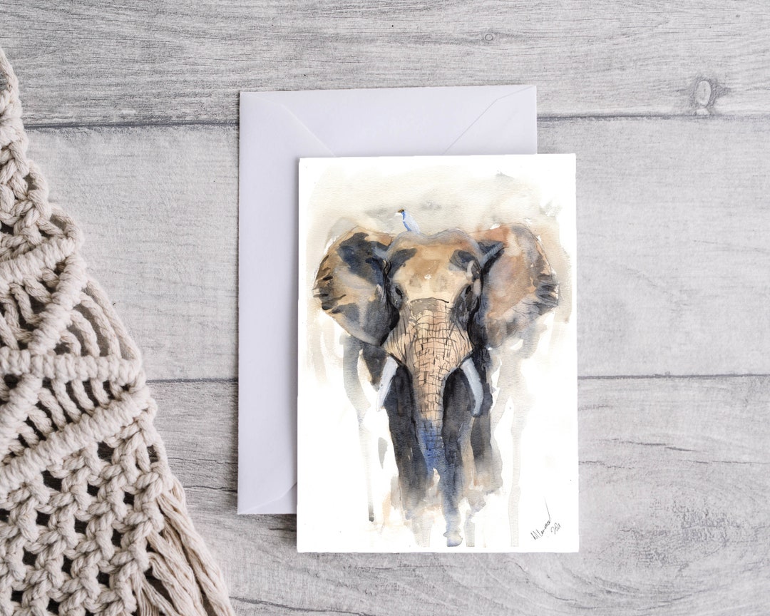 Elephant Greetings Card, Printable Digital Download - Etsy