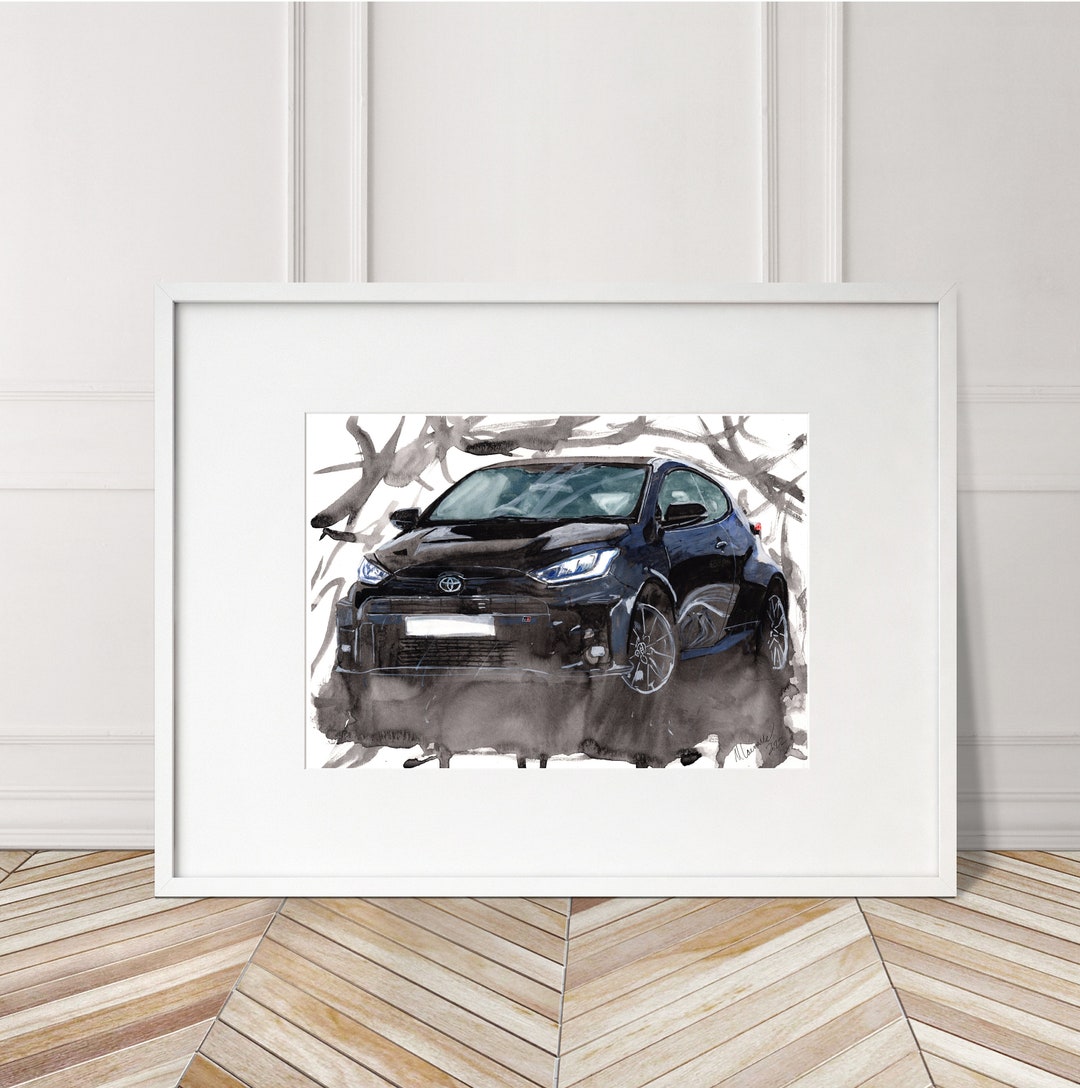 Toyota Yaris GR Car Print. Toyota Yaris Poster. Gifts for Him. Hand ...