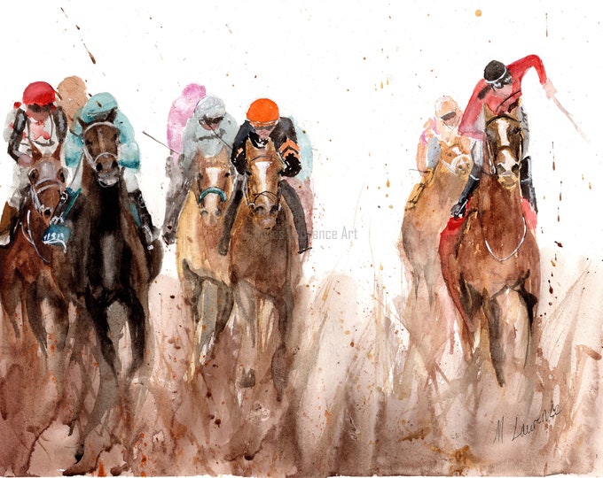 Horse Racing Art Print Jockey Horse Watercolour Horses - Etsy