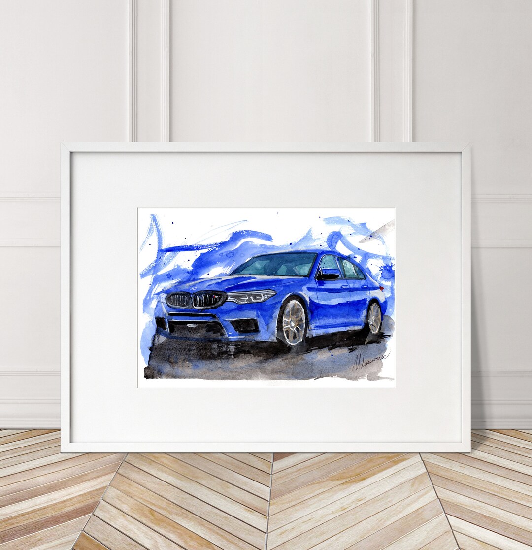 BMW M5 Print. BMW M5 Poster. Gifts for Him. Hand Painted Art. Xmas Gift ...