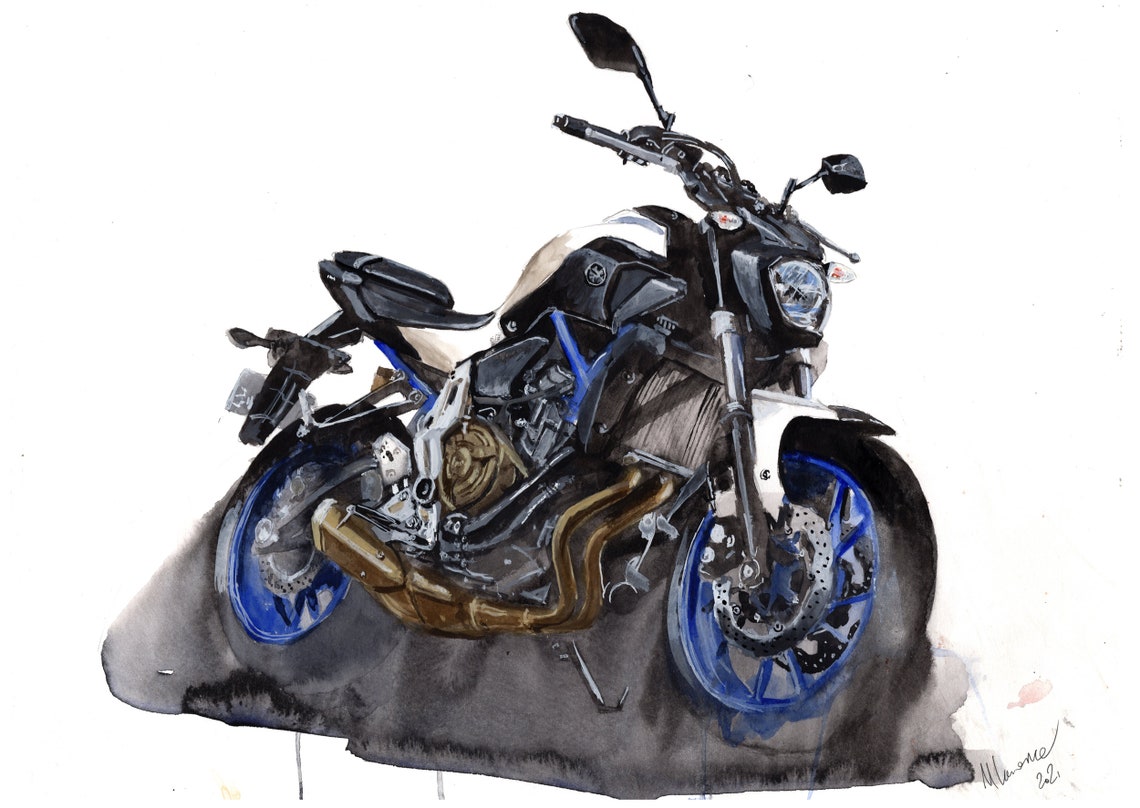 Painting of a Yamaha MT07 Motorcycle Limited Print - Etsy