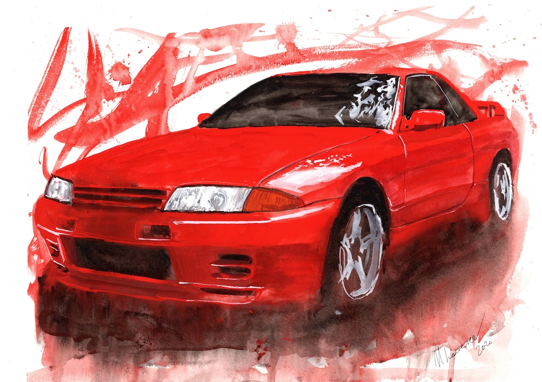 Painting of a Nissan R32 Gtr Skyline Car Limited Print . - Etsy
