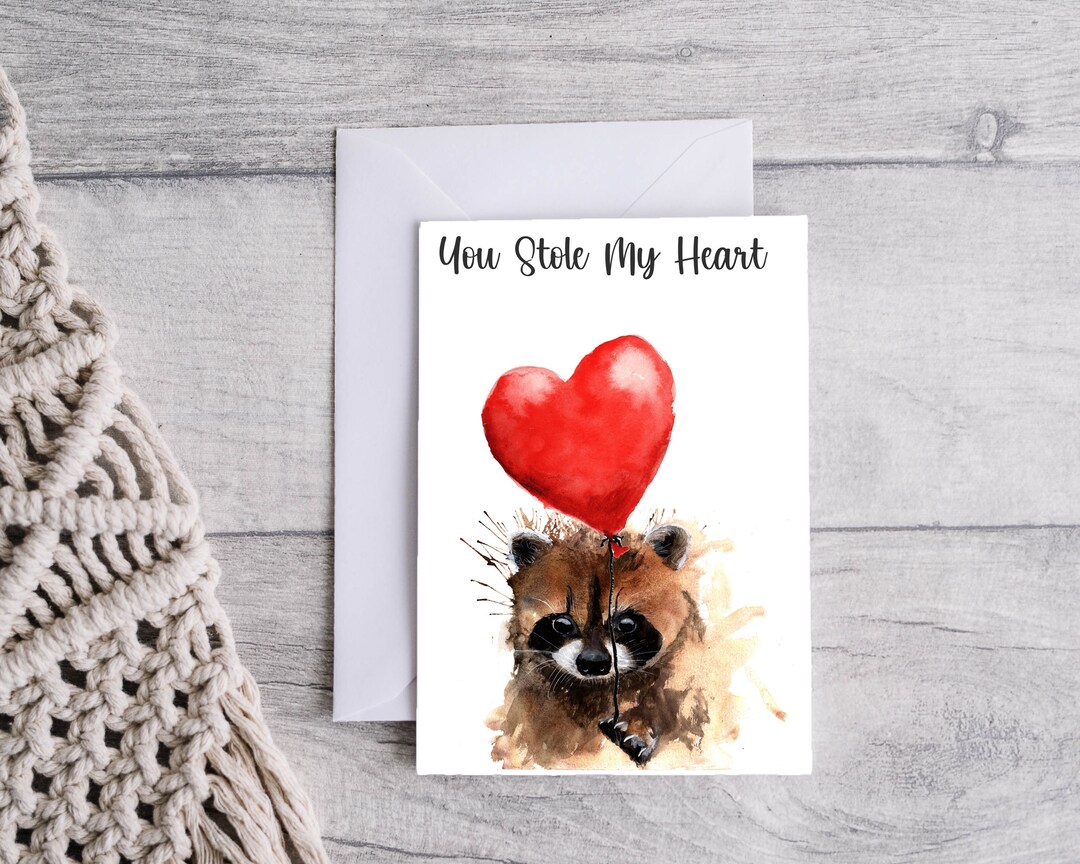 Raccoon Valentines Card, Printable Digital Download - Etsy
