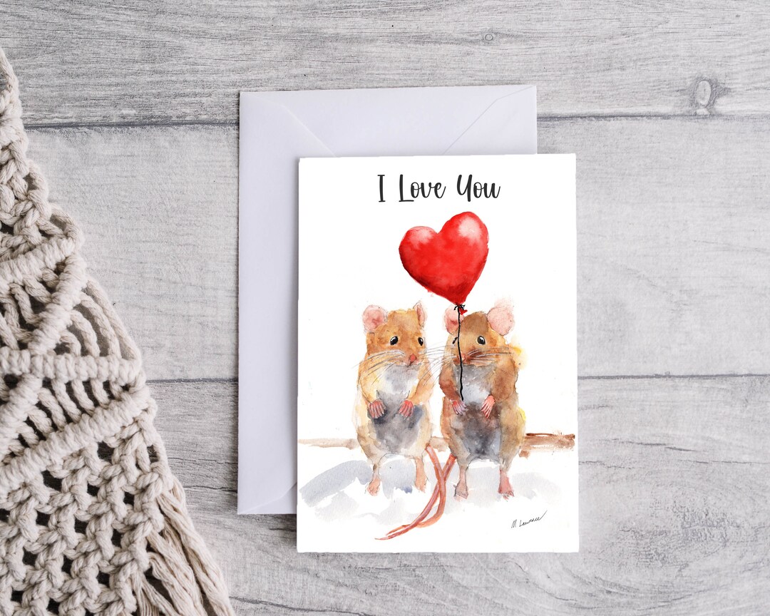 Mouse Valentines Card, Printable Digital Download - Etsy