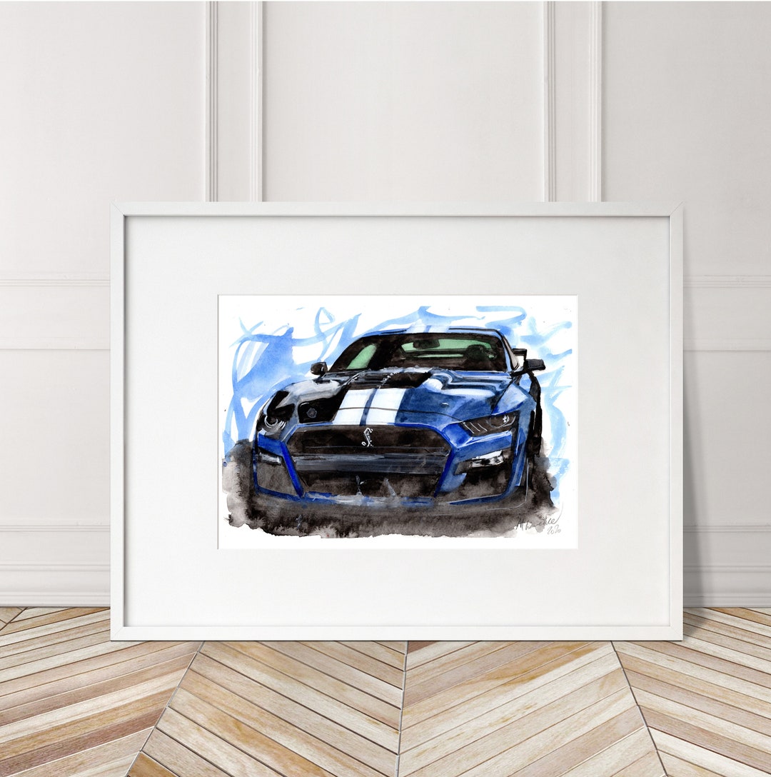 Ford Mustang Shelby Print. Mustang Shelby Poster. Gifts for Him. Hand ...