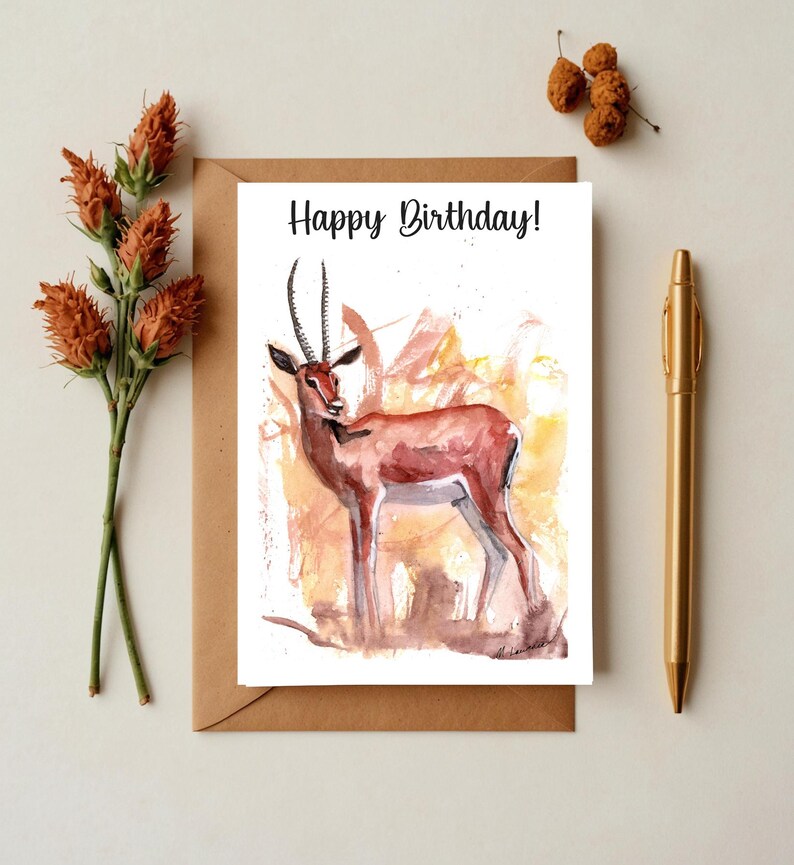 Gazelle Birthday Card, Printable Digital Download - Etsy