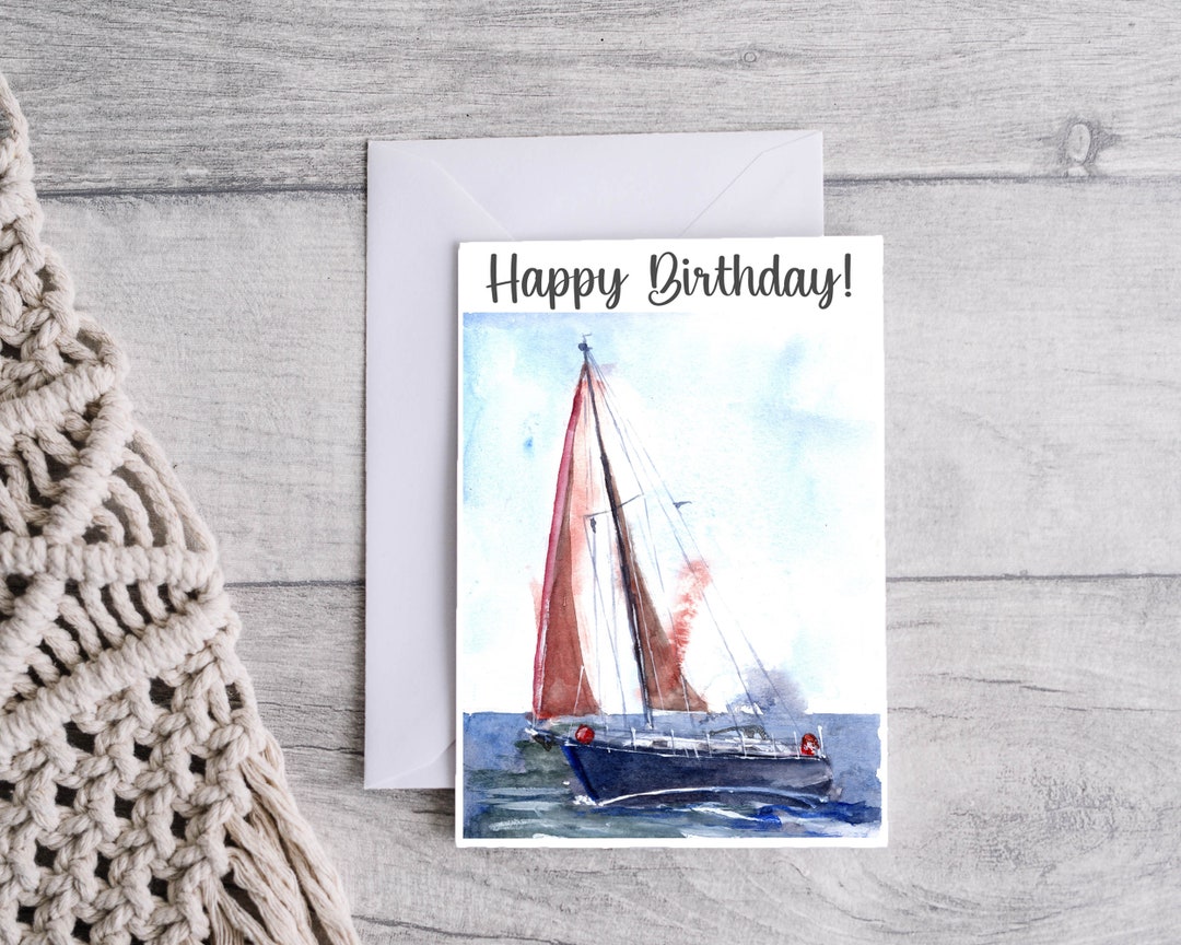 Sailing Boat Birthday Card, Printable Digital Download - Etsy
