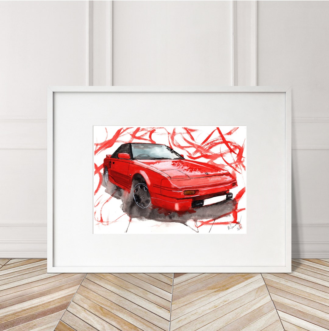 Toyota MR2 Print. Toyota MR2 Poster. Gifts for Him. Hand Painted Art ...