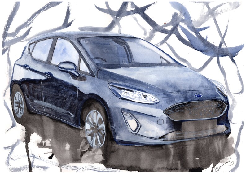Hand Painted Ford Fiesta Mk8 Print. Unique Fiesta Poster. Limited ...