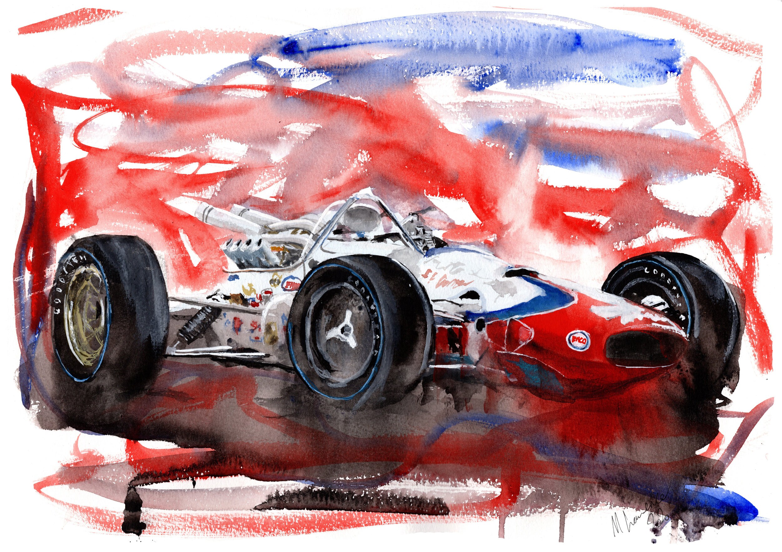 Painting of an Indy 500 Classic Foyt Winning Lotus Race Car - Etsy UK