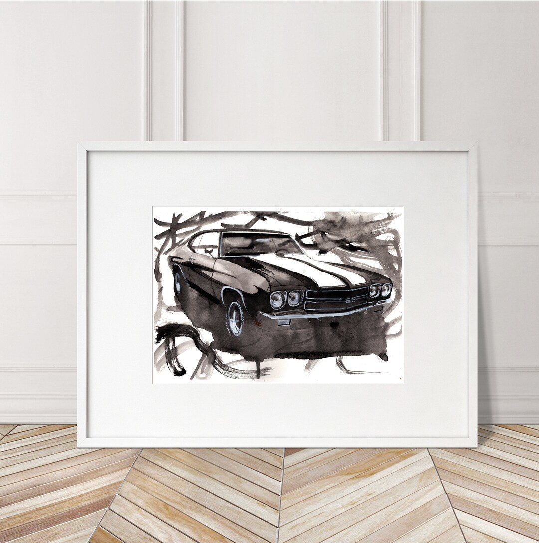 Chevy Chevelle SS Print. Chevelle SS Poster. Gifts for Him. Hand ...