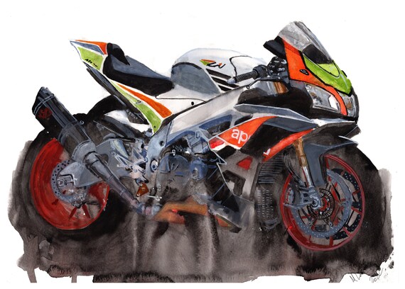 Painting of an Aprilia RSV4 Motorcycle Limited Print - Etsy