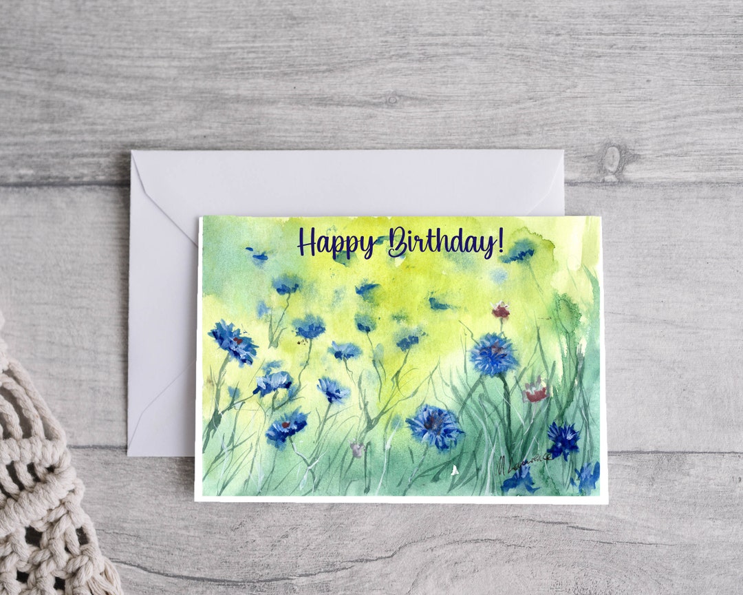 Corn Flowers Birthday Card, Printable Digital Download - Etsy