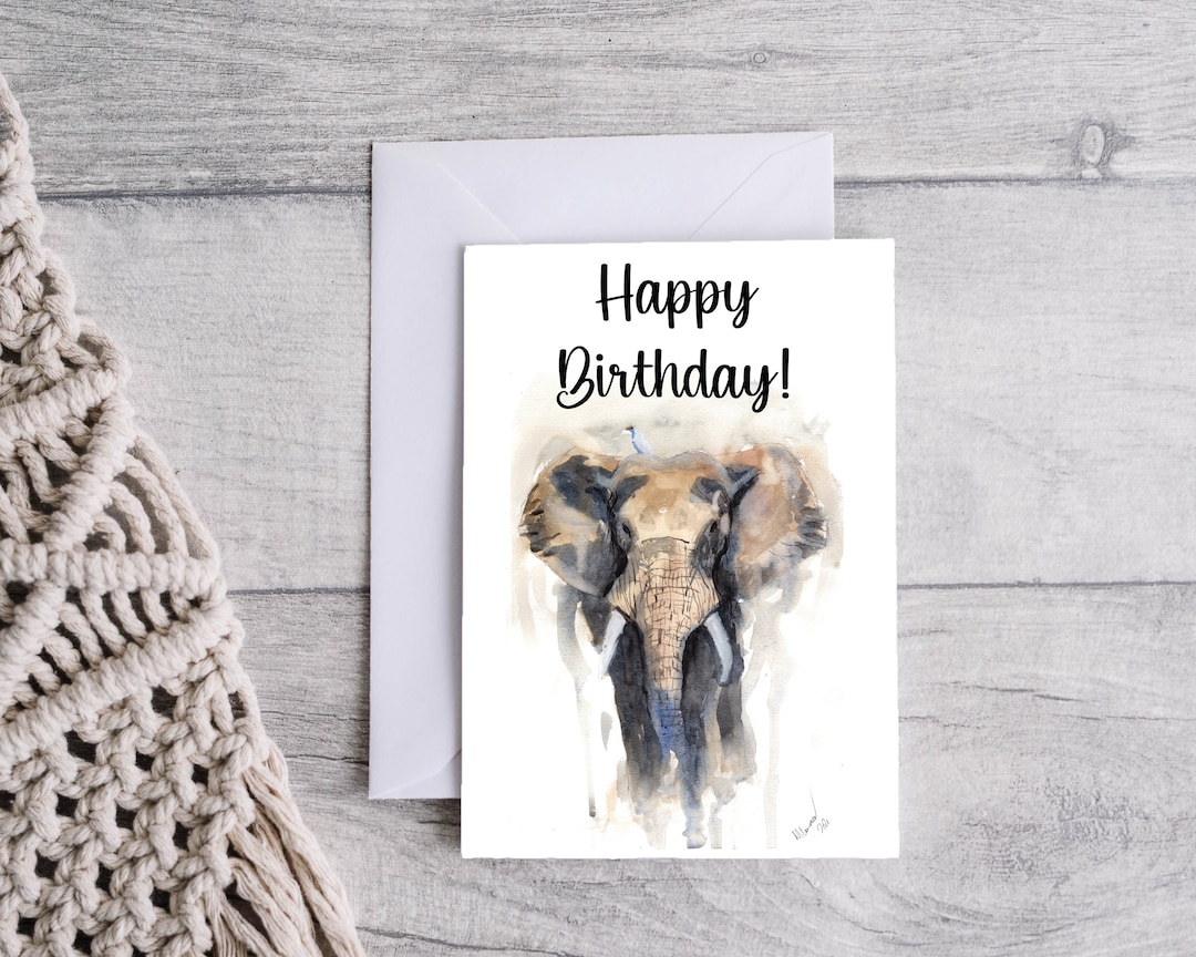 Elephant Birthday Card, Printable Digital Download - Etsy