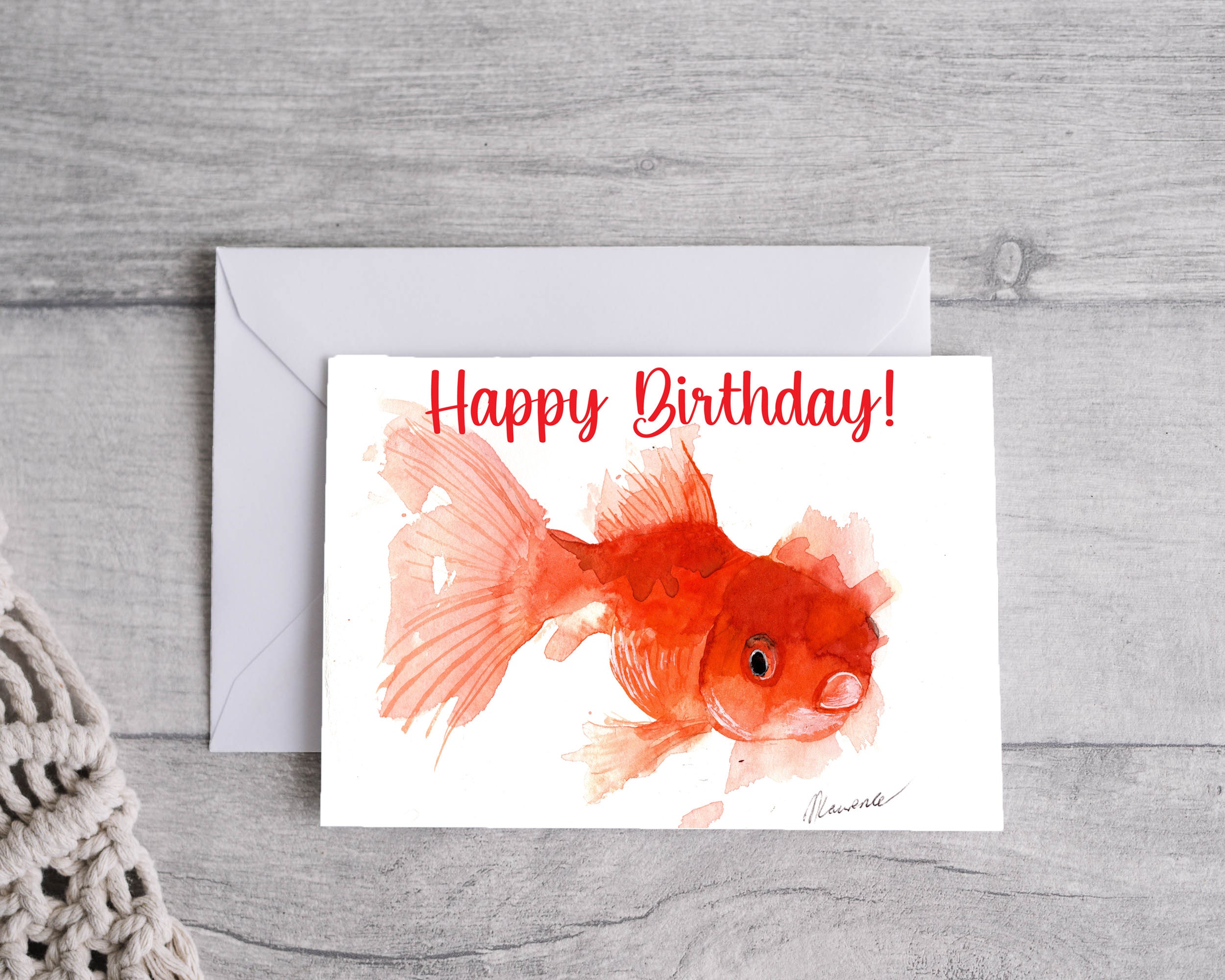 Goldfish Birthday Card, Printable Digital Download - Etsy