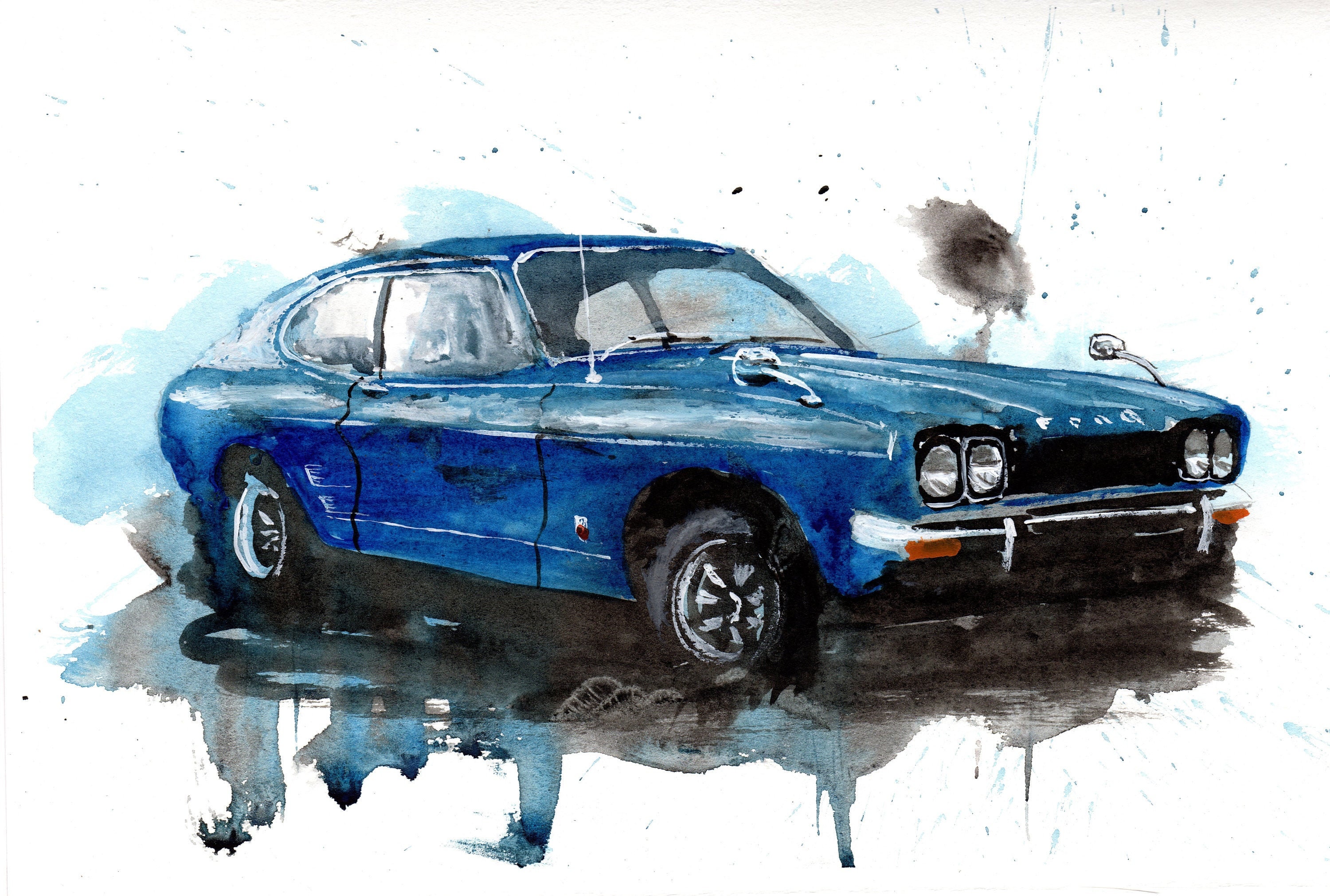 Painting of a Ford capri Mk1 Limited Print By Myles Laurence | Etsy