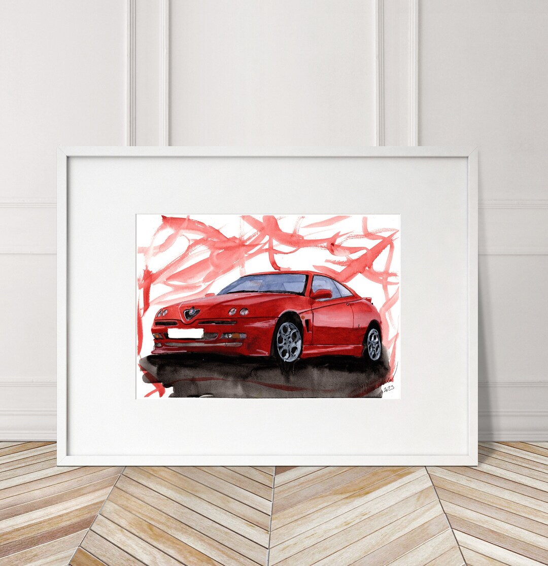 Alfa Romeo GTV Print. Alfa Romeo GTV Poster. Gifts for Him. Hand ...