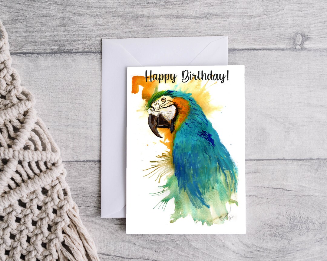 Parrot Birthday Card, Printable Digital Download - Etsy