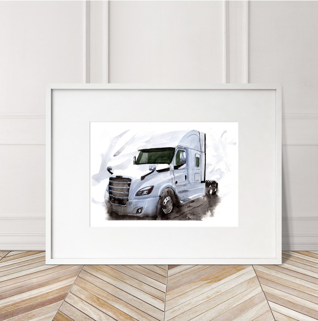 Freight Liner Semi Truck Lorry Painting. Freight Liner Poster. Gifts ...