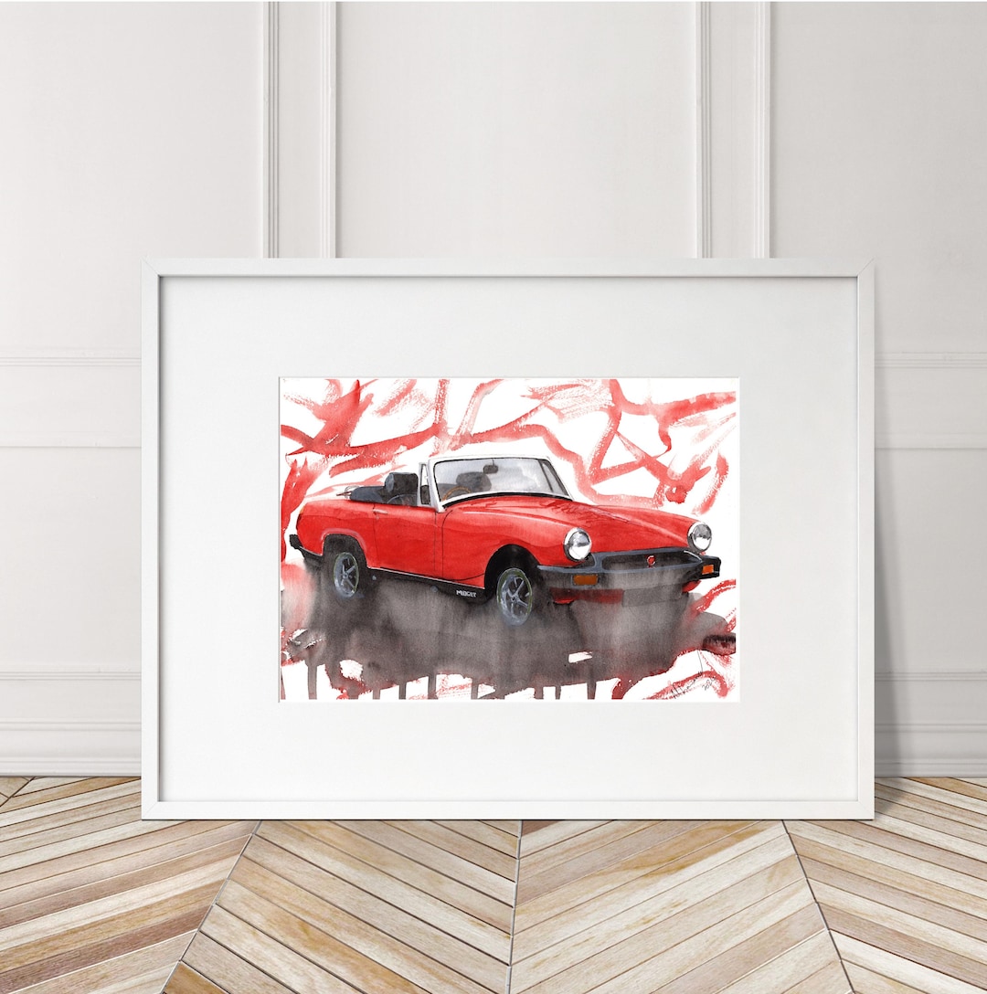 MG Midget Painting. MG Midget Poster. Gifts for Him. Hand Painted Art ...