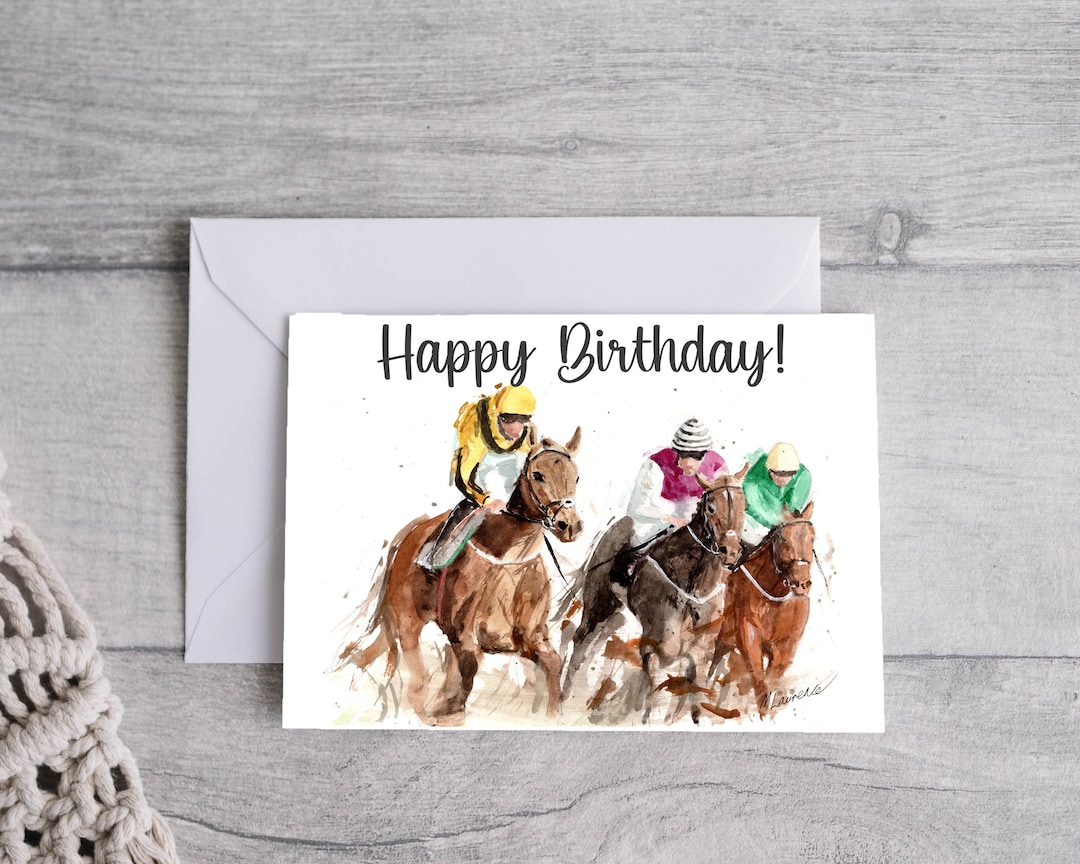 Jockey Horse Racing Birthday Card, Printable Digital Download - Etsy