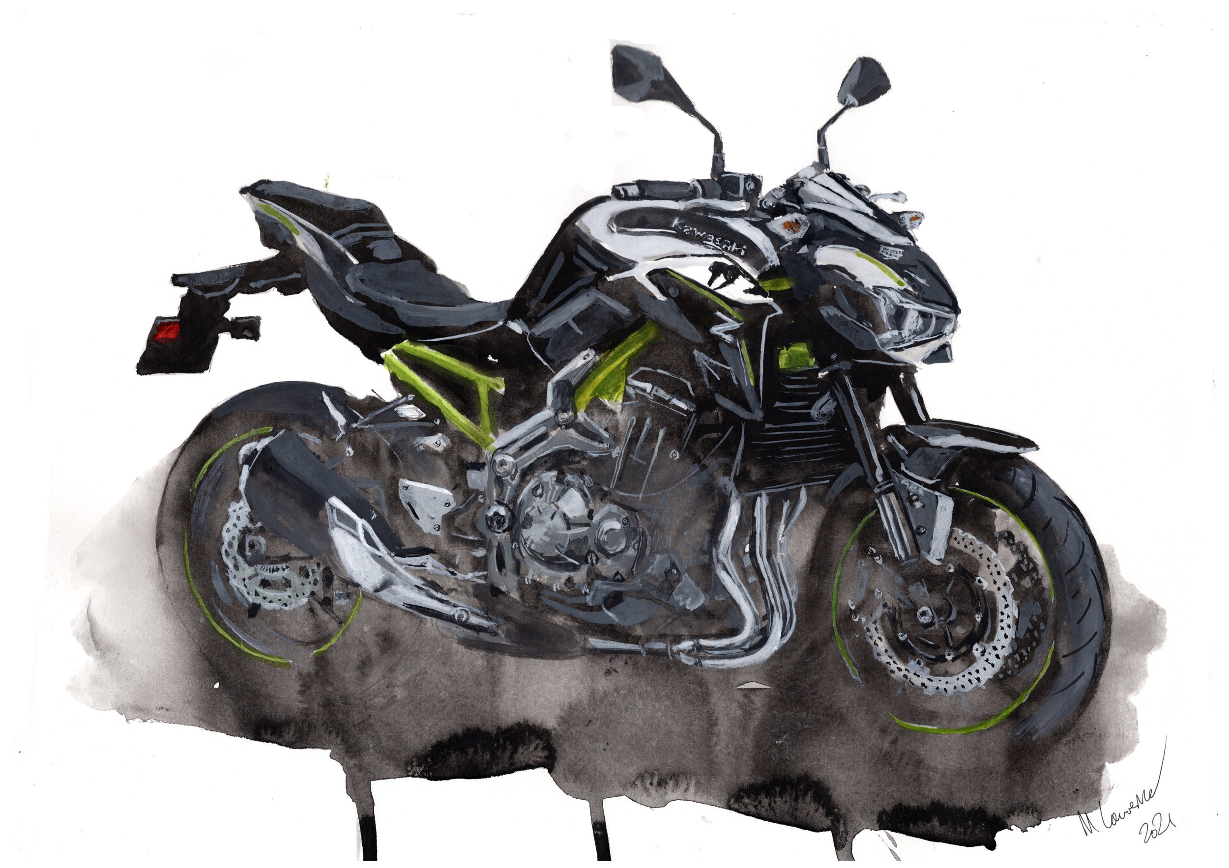 Painting of a Kawasaki Z900 Limited Print Motorcycle Bike - Etsy Ireland