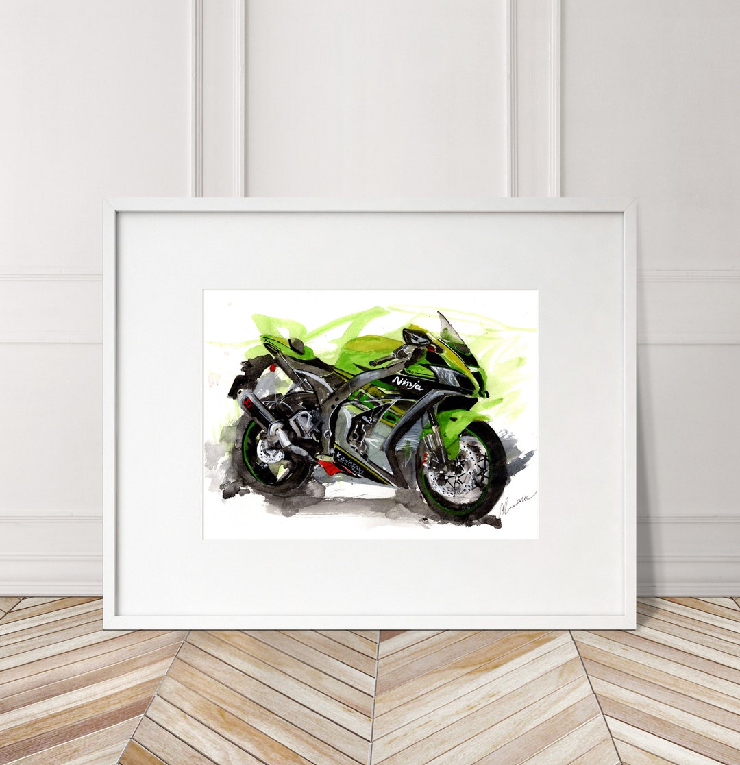 Kawasaki Ninja Print. Ninja Poster. Gifts for Him. Hand Painted Art ...