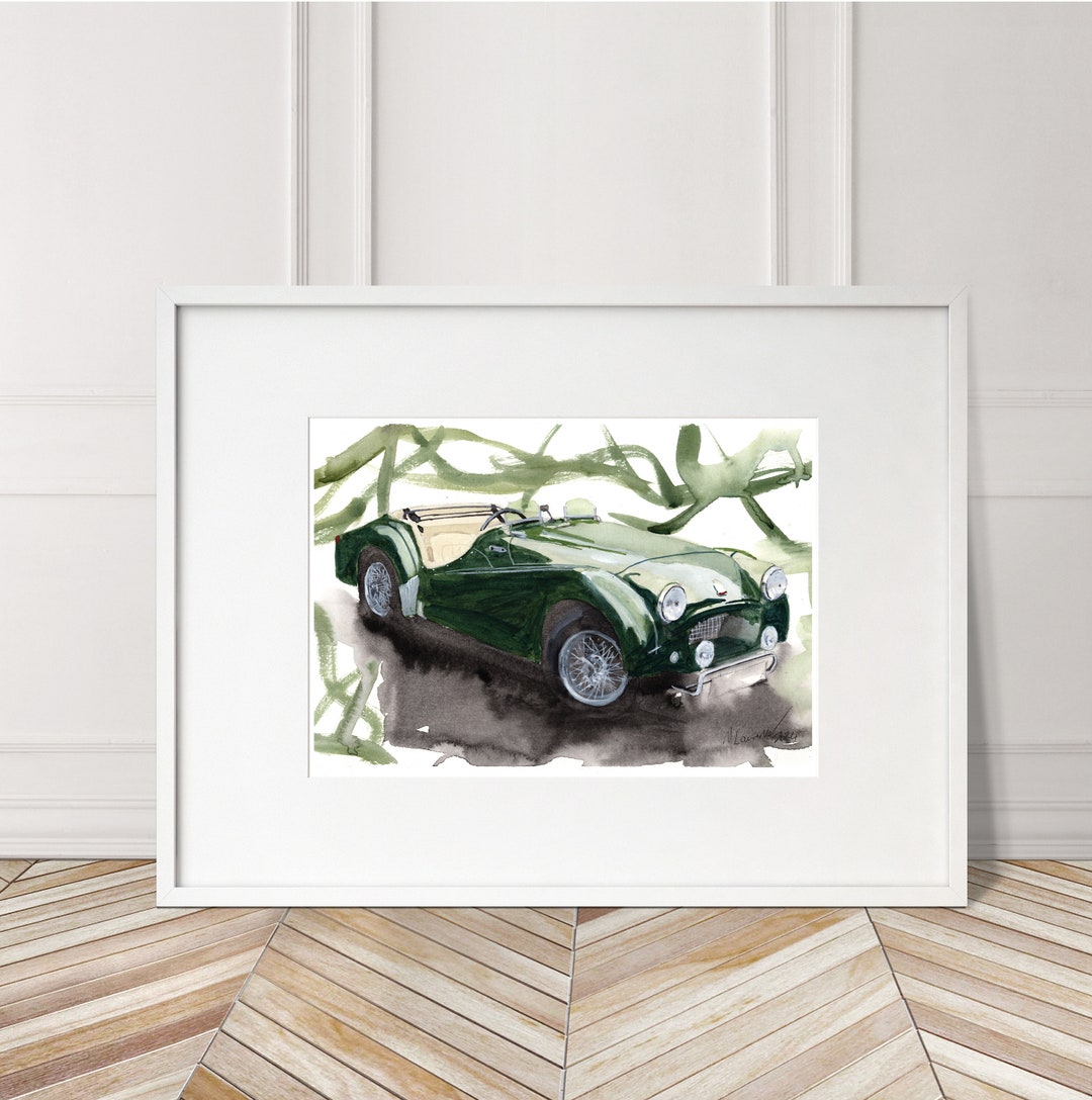 Triumph TR2 Print. Triumph TR2 Poster. Gifts for Him. Hand Painted Art ...
