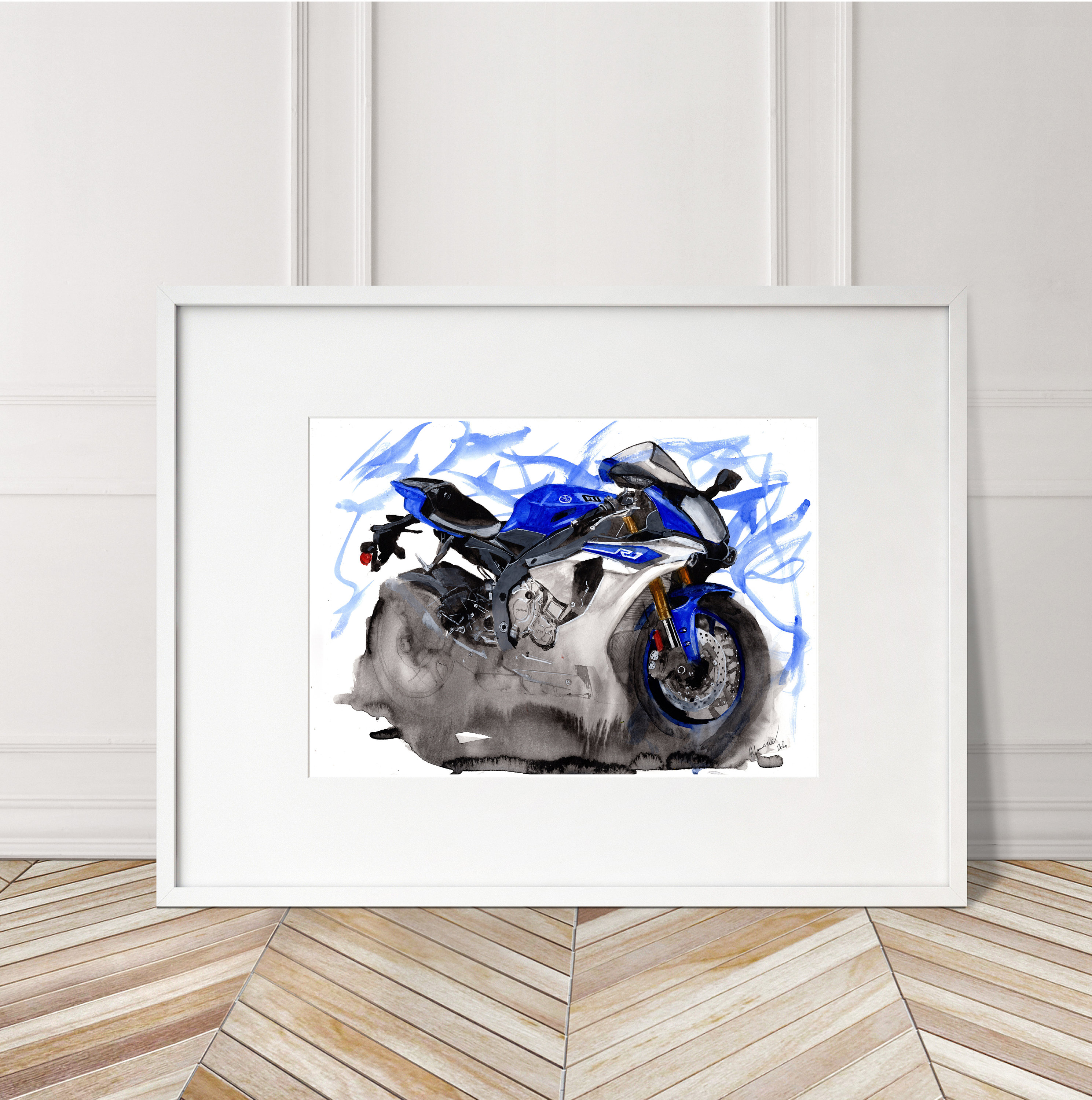 Painting of a Yamaha R1 Motorcycle Limited Print - Etsy UK