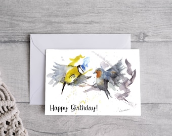 Robin Bird Printable Card - Happy Birthday Greeting Card - Cute Bird ...